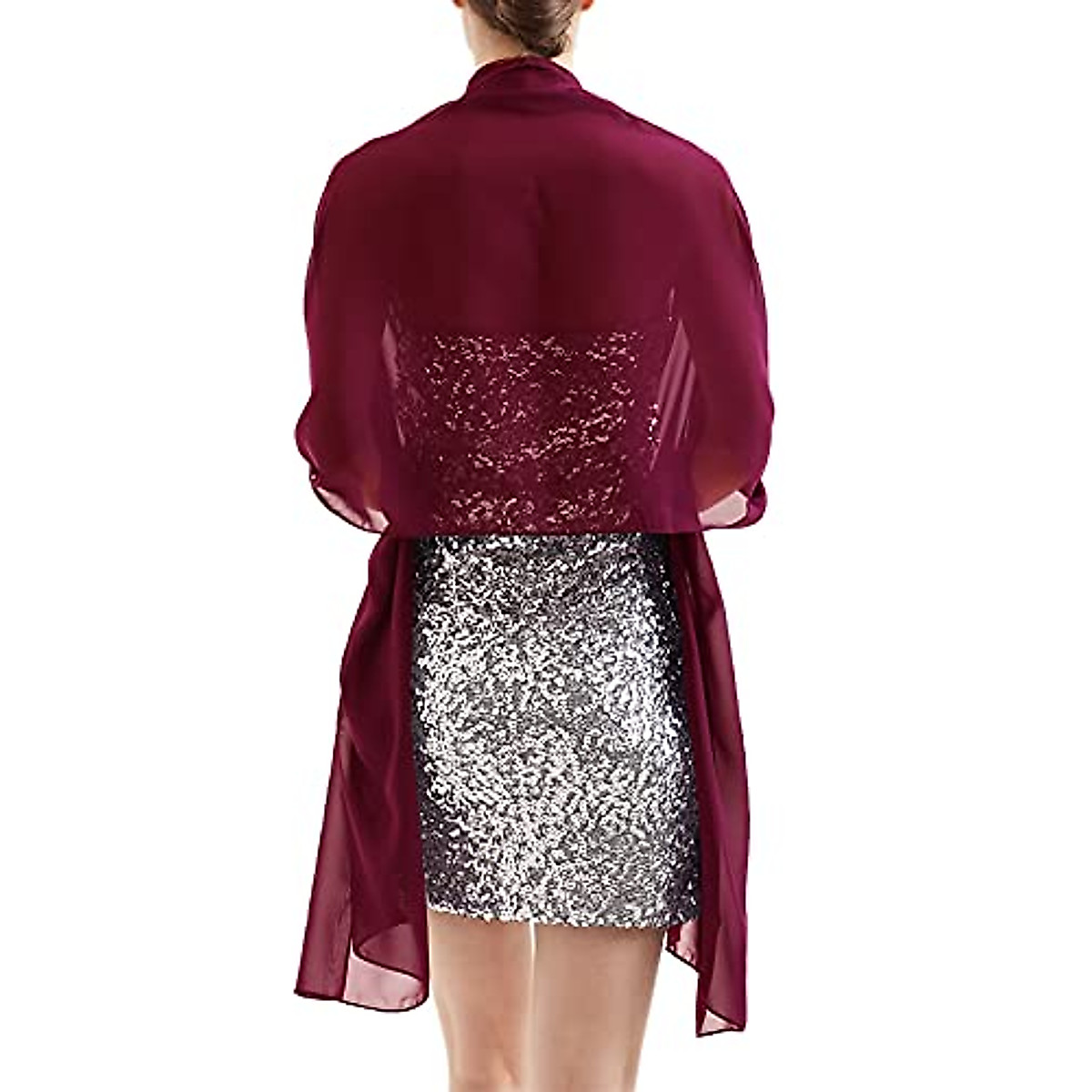 Alivila.Y Fashion Womens Chiffon Scarf Wrap Bridal Wedding Scarves Shawl for Bridesmaid-Burgundy Chiffon