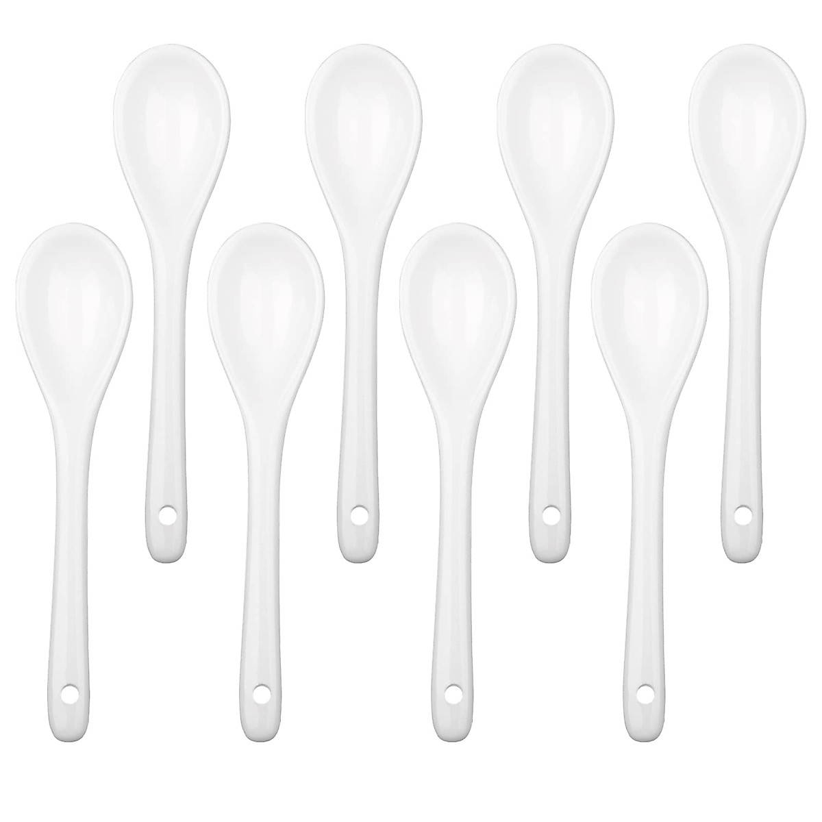 AceElite Espresso Spoons 8 Pieces, Ceramic Coffee Spoons Set, White Small Spoons for Coffee, Tea, Yogurt, Sauce and Desserts, Ice Cream, Teaspoons Dishwasher Safe, 4.7 inch