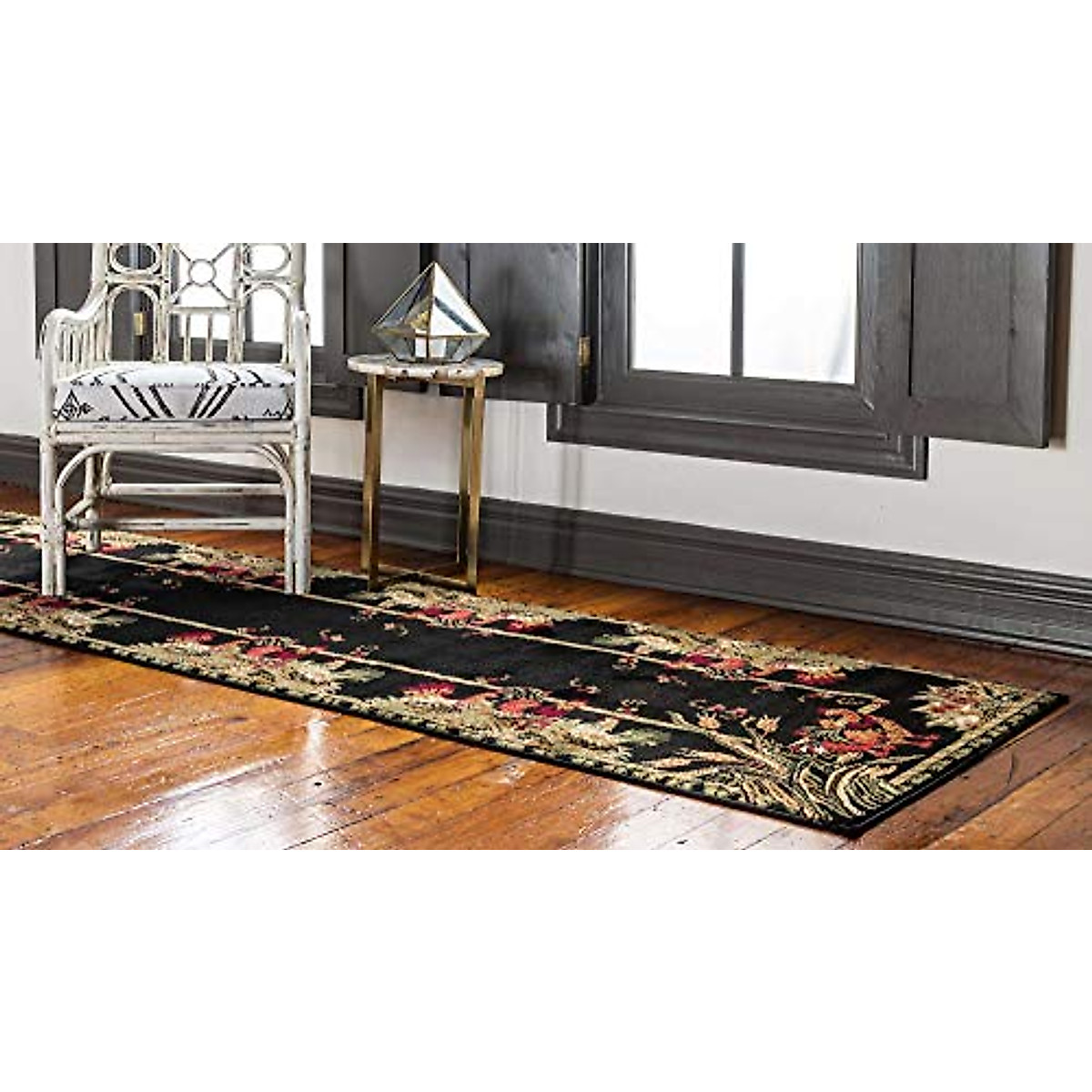 Unique Loom Barnyard Collection French Country Inspired Cottage Rooster Design Area Rug (2' 0 x 8' 0 Runner, Black/Ivory)
