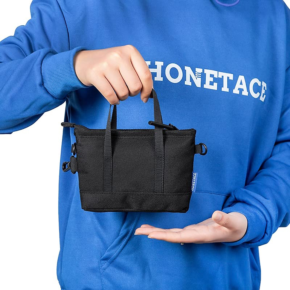 Amazing Pick (Black) Mini Tote Bag for Men Women Small Shoulder Crossbody Cell Phone Bag with Adjustable Shoulder Strap