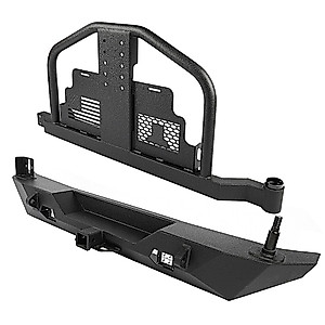cciyu Rront Bumper and Rear Bumper Compatible for Jeep 2007-2018, Wrangler JK with D-ring with and Tire Carrier