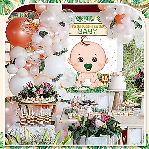 Faccito Pin the Pacifier on Baby Game Safari Jungle Baby Shower Game with Sage Green Animals Baby Poster Blindfold and 24 Pacifier Stickers for Baby Shower Birthday Party Decorations Supplies