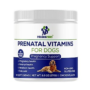 PregnaPaws Dog Pre-Natal & Post-Natal Supplement - Essential Nutrients for Pregnant & Nursing Dogs (Prenatal Vitamins)