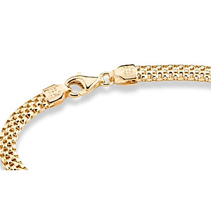 Miabella 18K Gold Over Sterling Silver Italian 4mm Mesh Link Chain Bracelet for Women 925 Italy (7.0 Inches)