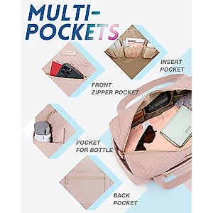 BAGSMART Travel Duffle Bag 3 Pcs Set Weekender Overnight Bag for Women with Makeup Bag & Clear Toiletry Bag, Carry On Bag with Shoe Compartment for Travel, Business Trips(Pink)