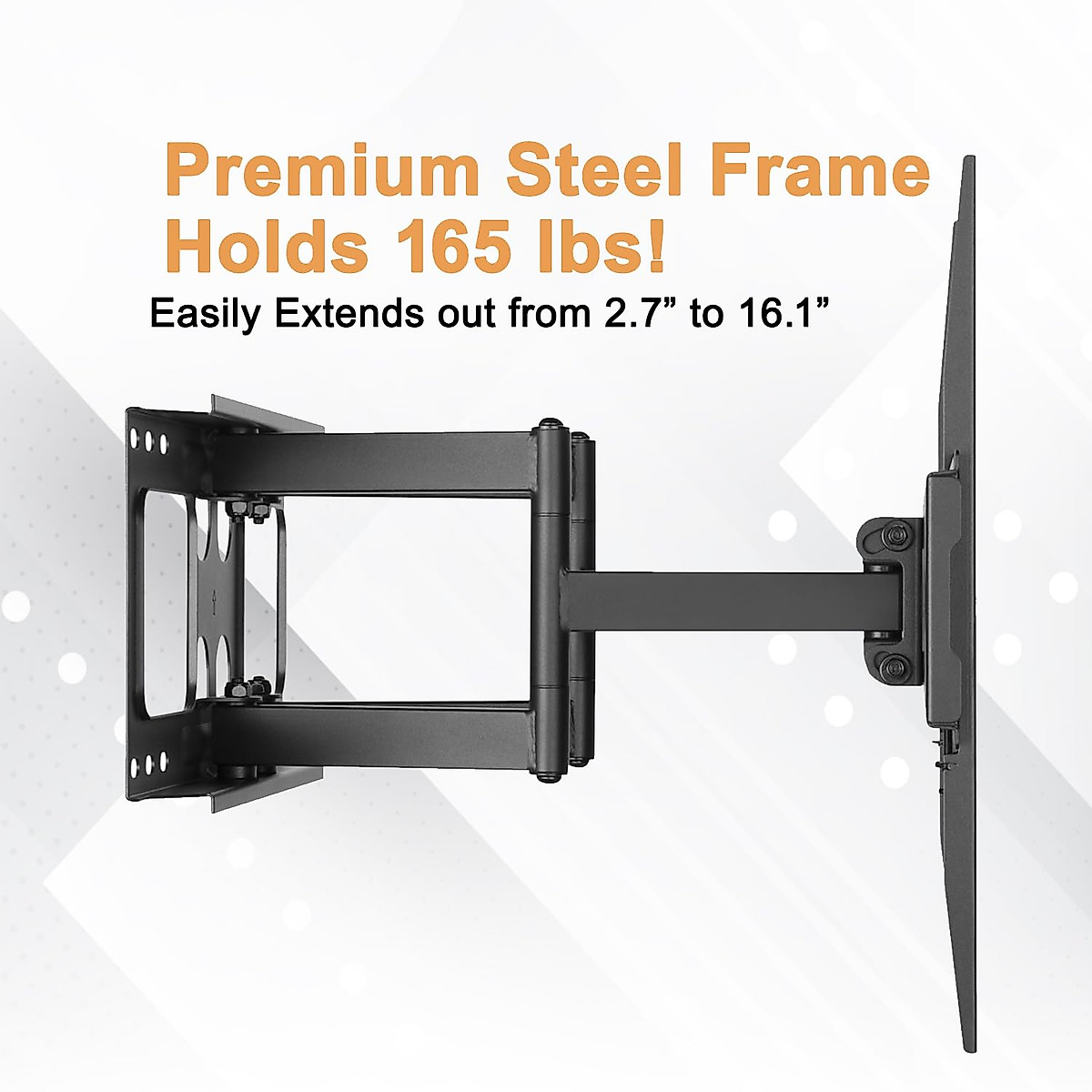Premium Mount - Heavy Duty Dual Arm Articulating TV Wall Mount Bracket for TCL - 55" Class 5-Series 4K UHD QLED Dolby Vision HDR Smart Roku TV - 55S555 Tilt & Swivel w/Reduced Glare, Buy Smart!