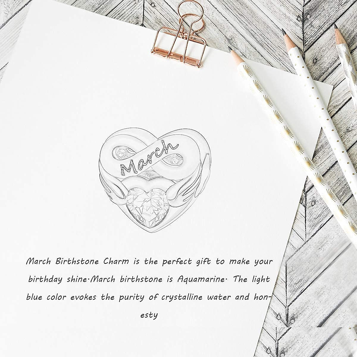 FOREVER QUEEN March Birthstone Charms for Charms Bracelet- 925 Sterling Silver Bead Endless Love Charms, Happy Birthday Charms for Bracelet and Necklace