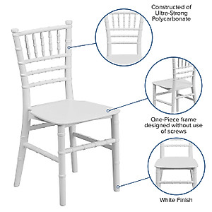 BizChair 10 Pack Child’s White Resin Party and Event Chiavari Chair for Commercial & Residential Use