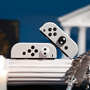 GeekShare Cute Silicone Joycon Thumb Grip Caps, Joystick Cover Compatible with Nintendo Switch / OLED / Switch Lite,4PCS -- Skull (Black & White)