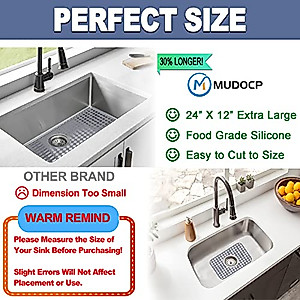Sink Protectors for Kitchen Sink, Silicone Sink Mats for Bottom of Kitchen Sink Grid Accessory, 25.2'' x 13'' Non-Slip Kitchen Sink Mat for Farmhouse Stainless Steel Sink with Center & Rear Drain
