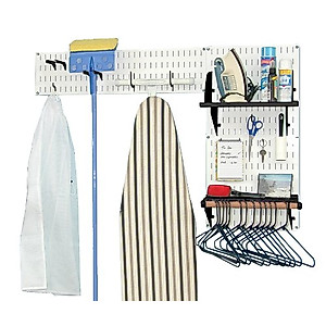 Wall Control Laundry Room Organizer Wall Mounted Laundry Room Storage and Organization Standard Kit White Wall Panels and Black Accessories