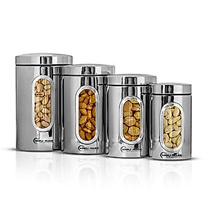 Simpli-Magic 4-Piece Stainless Steel Canisters with Window
