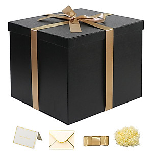 YINUOYOUJIA Gold Gift Box with Lids for Presents, 10pcs 8x8x4 Inches Bridesmaid and Groomsmen Proposal Boxes Gold with Ribbons and Textures for Birthdays, Wedding, Anniversary, Valentines