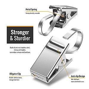 Teenitor 25 Pack Curtain Clips Curtain Hooks, Stainless Steel S Hooks for Hanging Christmas Light Clips Small Hooks Clips for Camper Awning Light Photos Party Decorations