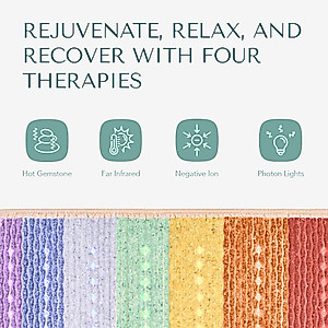 HealthyLine Rainbow Chakra Mat - Enhanced Reiki, Yoga and Massage - Electric Gemstone Heating Pad with Negative Ions and Red Photon Lights - Inframat Pro 3rd Edition - Firm (Medium 50 x 24 inches)