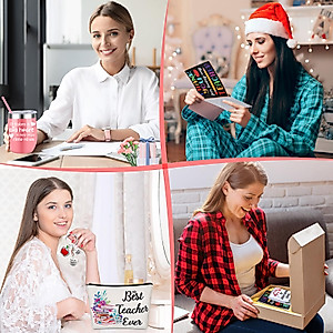 Newtay Teacher Appreciation Gifts Thank You Teacher Gifts Basket,12 oz Wine Tumbler Best Teacher Makeup Pouch Bag Keychains Teacher Socks for Teacher Appreciation Supplies (Big Heart)