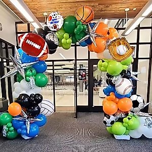Sports Party Decorations Kit 156 Pcs Sports Balloons Arch Garland for Sports Themed Party Football Sports Birthday Party Decorations Supplies