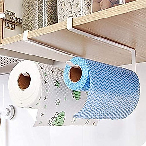 Mihao 2 Packs Kitchen Cabinet Cupboard Under Shelf Storage Paper Towel Roll Holder Dispenser Napkins Rack, White