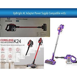 UpBright 36V AC/DC Adapter Compatible with MOOSOO K24 X8 Cordless Vacuum Cleaner 29.6V 2500mAh 2200mAh 8-Cell Lithium-ion Battery Stick Hand Vac FY0183600500 FY0183600500J 500mA Power Supply Charger