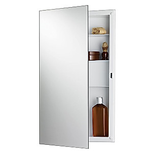 Jensen 781053 Builder Series Frameless Medicine Cabinet with Polished Edge Mirror, 16-Inch by 26-Inch by 3-3/4-Inch