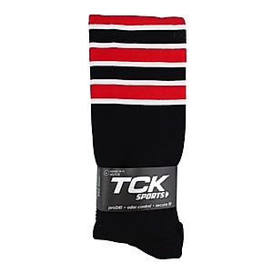 TCK Performance Baseball/Softball Socks (Black/White/Scarlet, Small)