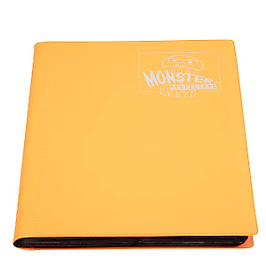 Monster 4 Pocket Trading Card Binder - Matte Orange Album, Anti-Theft & Anti-Drop TCG Protection w Side Loading Padded Pockets, Double Sided, Holds 160 Cards, For Sports, Gaming, Kpop, Christmas Gift