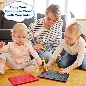 Yexiya 3 Packs Magnetic Drawing Board for Kids with Magnet Pen and Beads Magnetic Tablet Toy Learning Writing Board for Airplane & Car Ride Activities for Kids