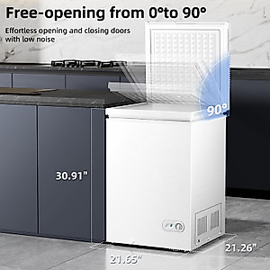 Antarctic Star 3.5 Cu.ft Chest Freezer 6.8℉to -4℉with Removable Basket Free Standing Top open Door Compact Freezer with Adjustable Temperature Defrost Water Drain/Power Saving White