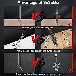 SuSuMu Impact Ready Magnetic Screwdriver Bits Set Stronger Magnet Screw Drill Bit 15PCS Anti Slip Torx Square Slotted Hex Head Phillips 2 Inch Long Drill Tips for Impact Driver Cordless Drill
