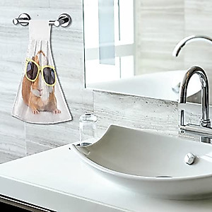 Kigai Hand Towels Funny Guinea Pig Hand Towels for Bathroom Kitchen Hanging Hand Towels Ultra Soft and Highly Absorbent Quick-Dry Hand Towels 18.2x14in