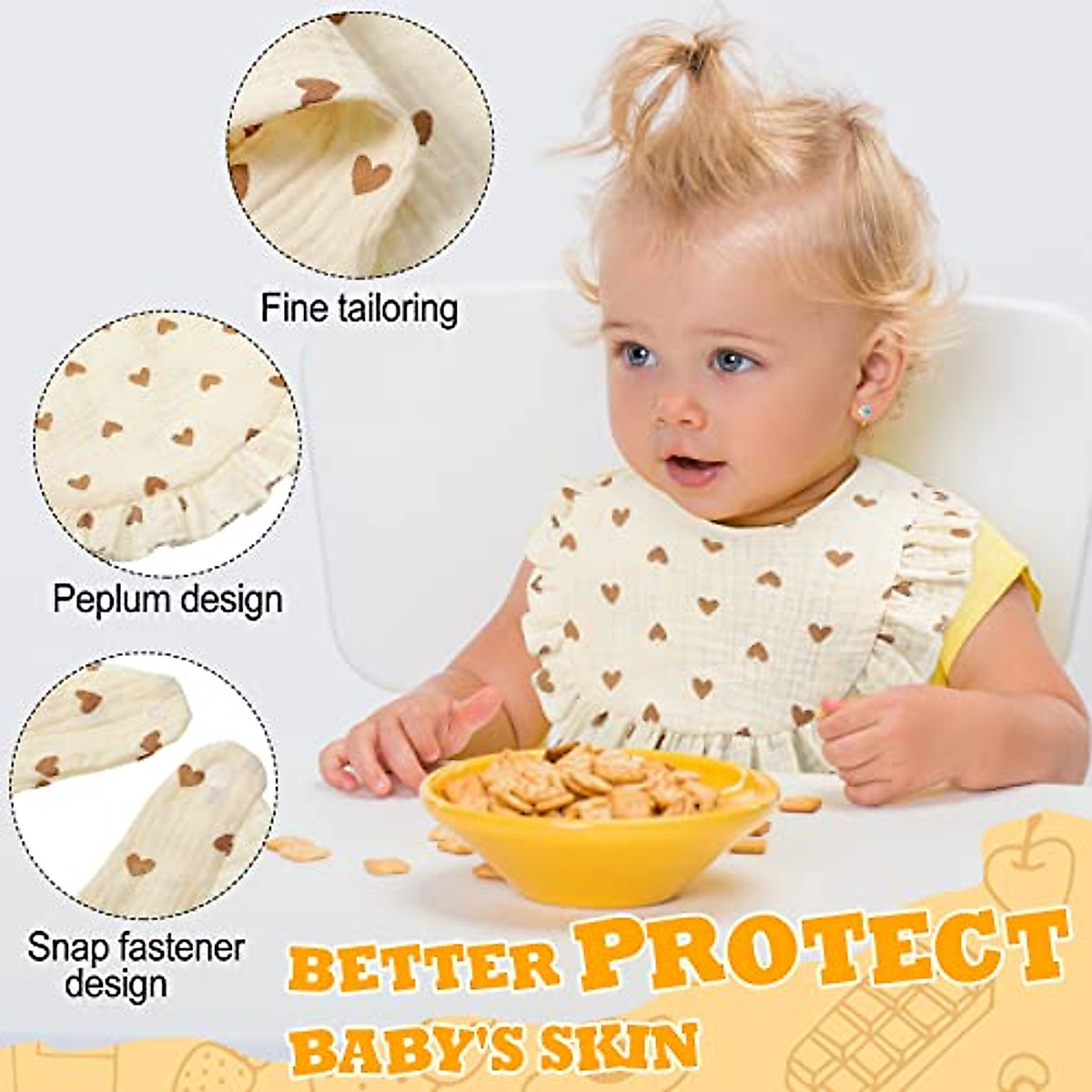 10 Pcs Muslin Baby Bibs Drool Teething Bibs Lap Shoulder Baby Bibs Cotton Drool Bibs Absorbent Baby Bandana Bibs for Unisex Boys Girls 0-6 Months Baby Teething and Drooling, Assorted Styles