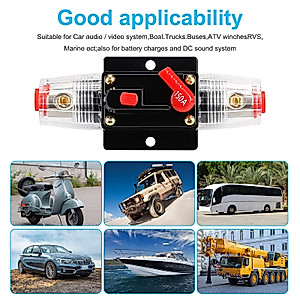 150 Amp Audio Circuit Breaker,12V-24V DC Fuse Holder,20-300A Breaker Switch,Inline Circuit Breaker with Reset Button,for Automotive Marine Boat Audio System Current Overload Protection