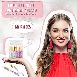 60 Pcs Lash Shampoo Brushes Glitter eyelash Brushes for Cleansing with Container Nose Pore Deep Cleaning Brush Blackhead Removing Brush(Pink, White)
