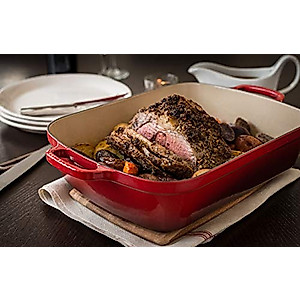 Le Creuset Enameled Cast Iron Signature Rectangular Roaster, 5.25 qt. (11.7" x 16.8") , Cerise