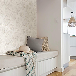 NuWallpaper NUS3578 Silver Hikarigaoka Peel & Stick Wallpaper, Metallic