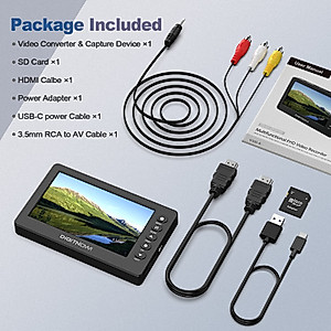 DIGITNOW Video to Digital Converter, VCR VHS to Digital Converter with 5" OLED Screen, Video Recorder Capture Device from DVD, RCA, Hi8, Camcorders, Gaming Systems, Support AV and HDMI