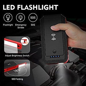 Jump Starter 3000A, Car Battery Jumper Starter Portable, 12V Jump Start Battery Pack up to 7.2L Gas or 8.0L Diesel Engine Jump Starter with Wireless Charging/Power Bank/QC3.0/LED Light