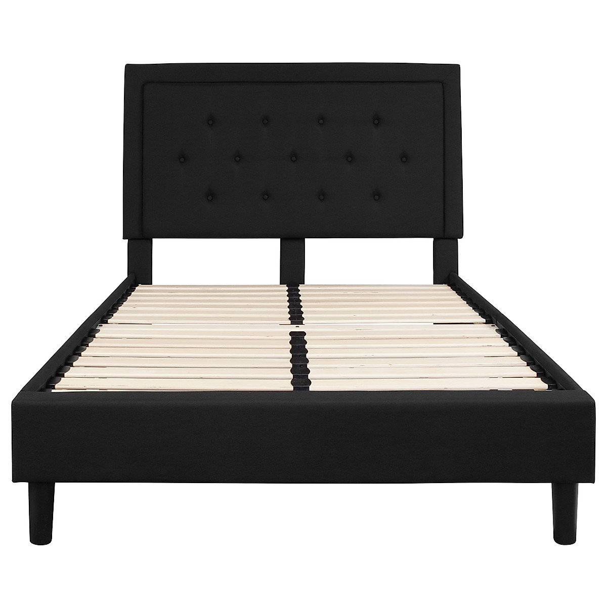 Flash Furniture Roxbury Full Size Tufted Upholstered Platform Bed in Black Fabric