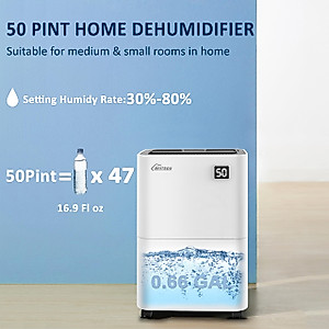 50 Pints Dehumidifier for Basement, Britsou Dehumidifiers for Home with Drain Hose - Quiet Smart Dehumidifier with 3 Modes, 24 Hr Timer - Ideal for Home Bedroom, Bathroom