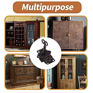 Kyuionty 2 Sets Skeleton Key Lock Decorative Antique Red Bronze Cabinet Lock with Key for Chest Cupboard Furniture