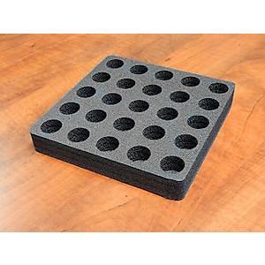 Polar Whale Vial Rack Black Foam Storage Rack Holder Organizer Stand Transport Holds 25 Vials Fits up to 24mm Diameter