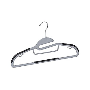 Amazon Basics Rubber Coated Plastic Hangers, Pack of 50, Gray