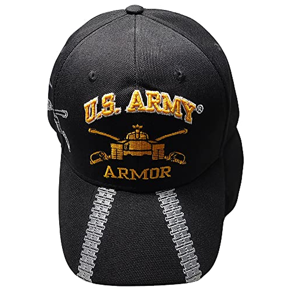 US Army Armor Tank Black Shadow Acrylic Adjustable Embroidered Cap Hat - Officially Licensed