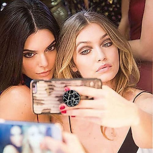 4 Pack Cell Phone Stand，Multi-Function Cellphone Foldable Finger Grip Holder for Smartphone and Tablets - Gold Geometric White Marble Black