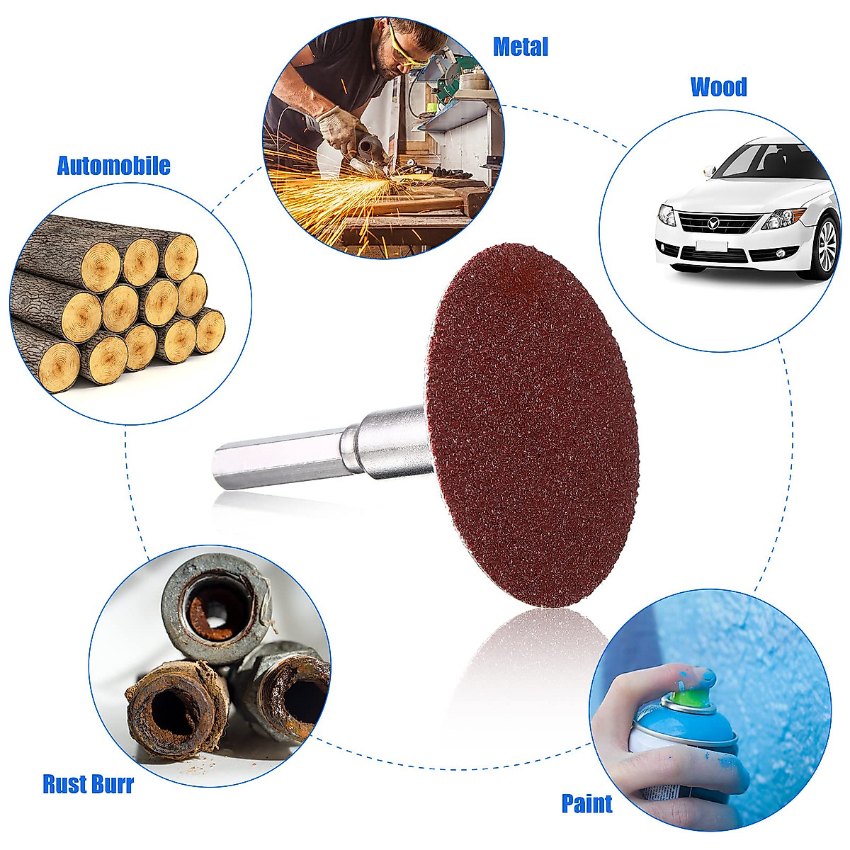 150 Pcs Sanding Discs Set, Die Grinder Accessories Sanding Disc 2 Inch, 36 Grit 60 Grit 80 Grit Roll Lock Discs for Die Grinder Surface Prep Strip Grind Polish Burr Remove