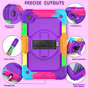 ausleben Case for Samsung Galaxy Tab A7 Lite case 8.7 inch 2021 SM-T220/SM-T225.Full Body Protection Case with Built-in Screen Protector Pen Holder [360 Rotating Hand Strap] (ColorfulPurple)