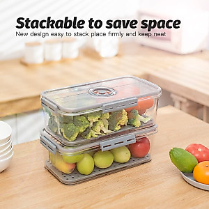 cutesun BPA Free Storage Containers with Lids, Bread Box Holder for Kitchen Countertop, Bread Storage Reusable Lettuce Refrigerator Fridge Organizer