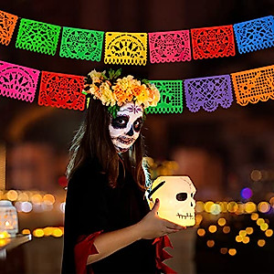 DomeStar 2 Pack Mexican Party Banners, 36 Feet Cinco De Mayo Decorations Papel Picado Banners for Mexican Theme Birthday Party Wedding Dia De Los Muertos Day of The Dead