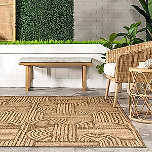nuLOOM Lynne Abstract Maze Indoor/Outdoor Area Rug, 8' x 10', Beige