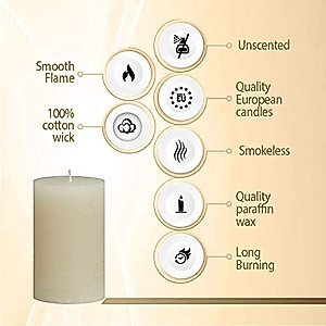 Bolsius Rustic Set of 6 Pillar Candles 2.75X 5 Inch Ivory - Romantic Unscented Dripless Dinner Decoration Table Candles Modern Look Great for Wedding, Home Décor, Bath, Gifts, (130x68mm)